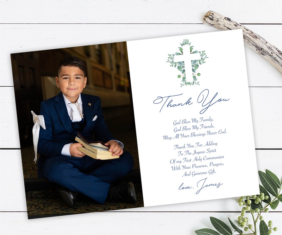Thank You Card Communion Photo, First Holy Communion Thank You, DIY ...