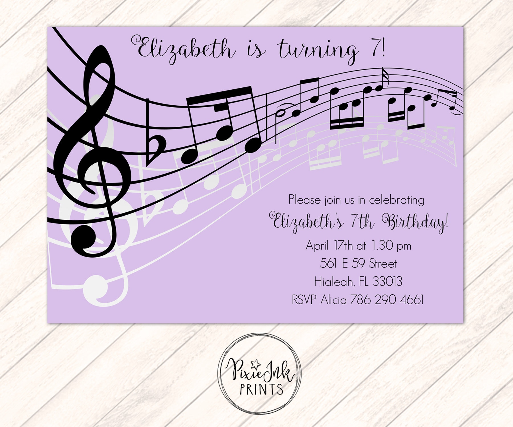 Purple Music Invitation Musical Party Sheet Music | Etsy