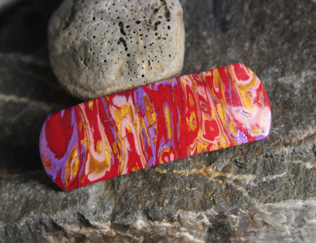 Red Hair Barrette, Clay Barrettes Handmade, Hair Clip French Barrette ...