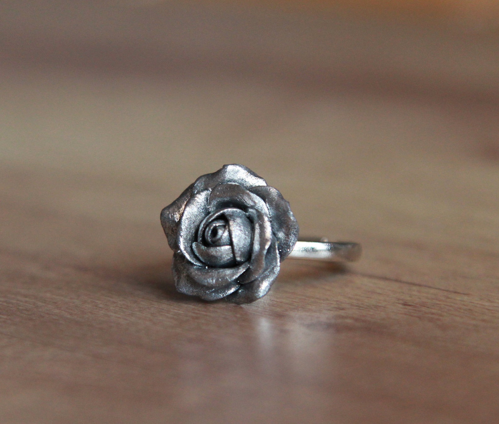 Silver Rose Jewelry Rose Ring Silver Roses Earrings Polymer - Etsy