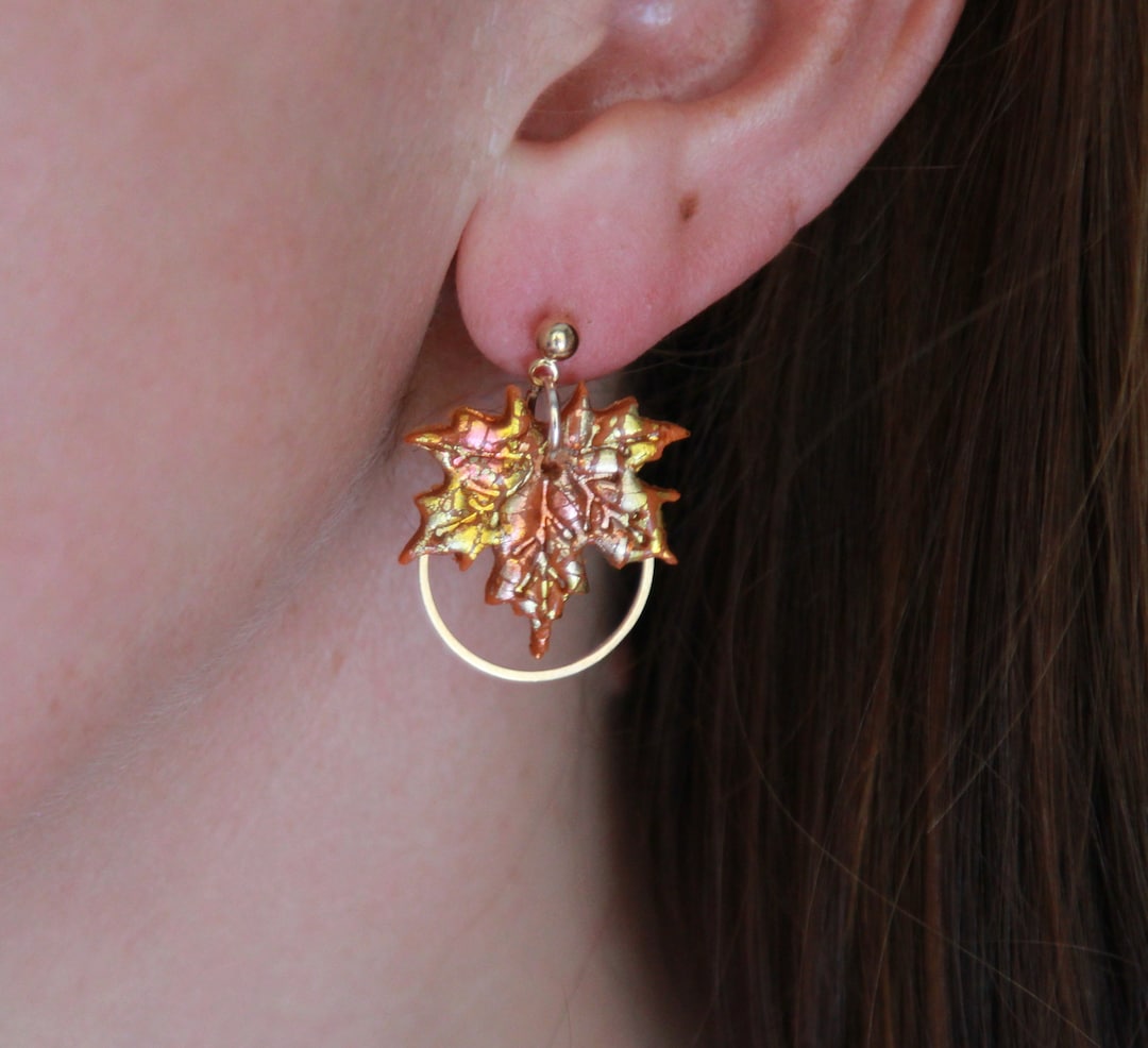 Maple Leaf Earrings Clay/ Autumn Earrings/ Dangle Earrings Copper ...