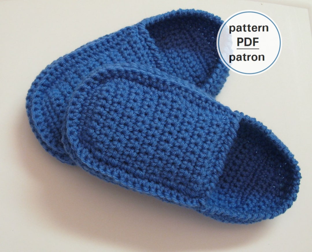 Crochet PATTERN - Men's Loafer Slippers, Easy Pattern, English French ...