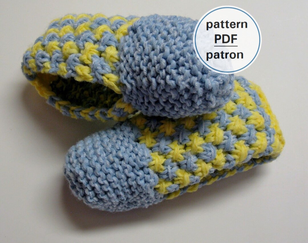 Knitting PATTERN Women's Double Knot Stitch Slippers, Flat Knit ...