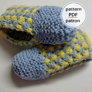 Knitting PATTERN Women's Double Knot Stitch Slippers, Flat Knit ...