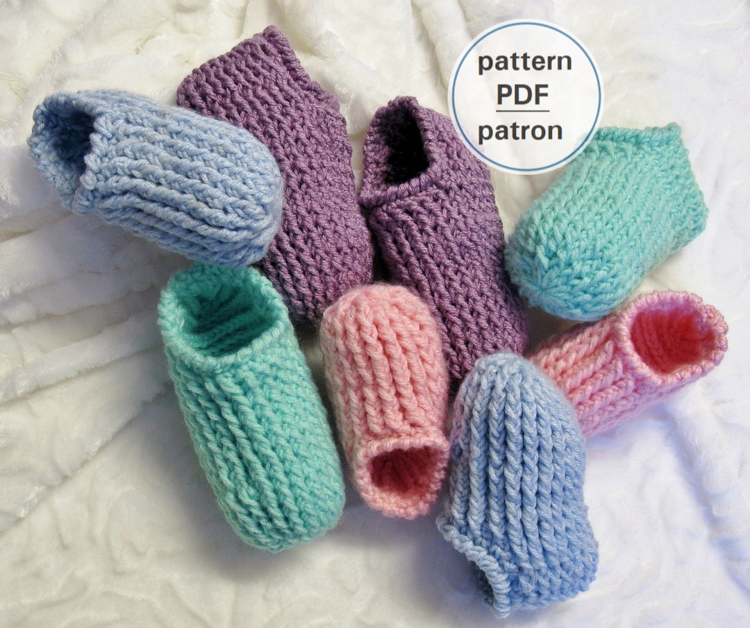 Crochet PATTERN - Children's Ribbed Slippers, Ages 1 to 8, Rib Stitch ...