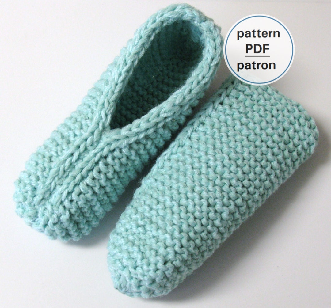 Garter Stitch Slippers Knitting Pattern: Unisex Adult Sizes, Easy Flat ...