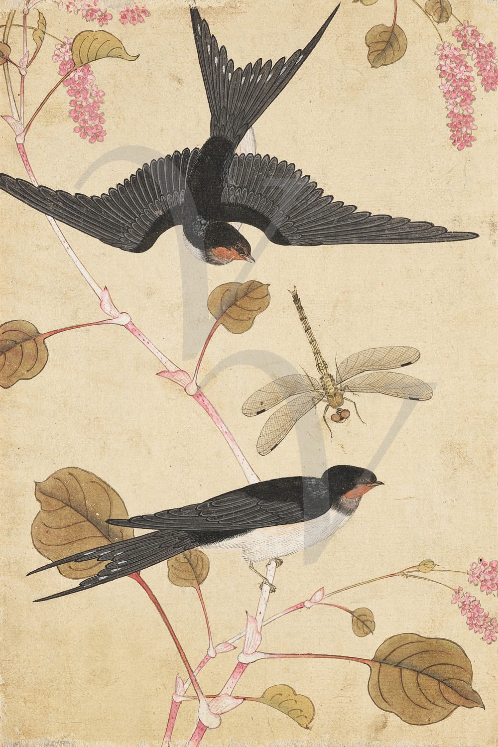 Korean Bird Painting Print Korea Antique Artwork Birds and | Etsy