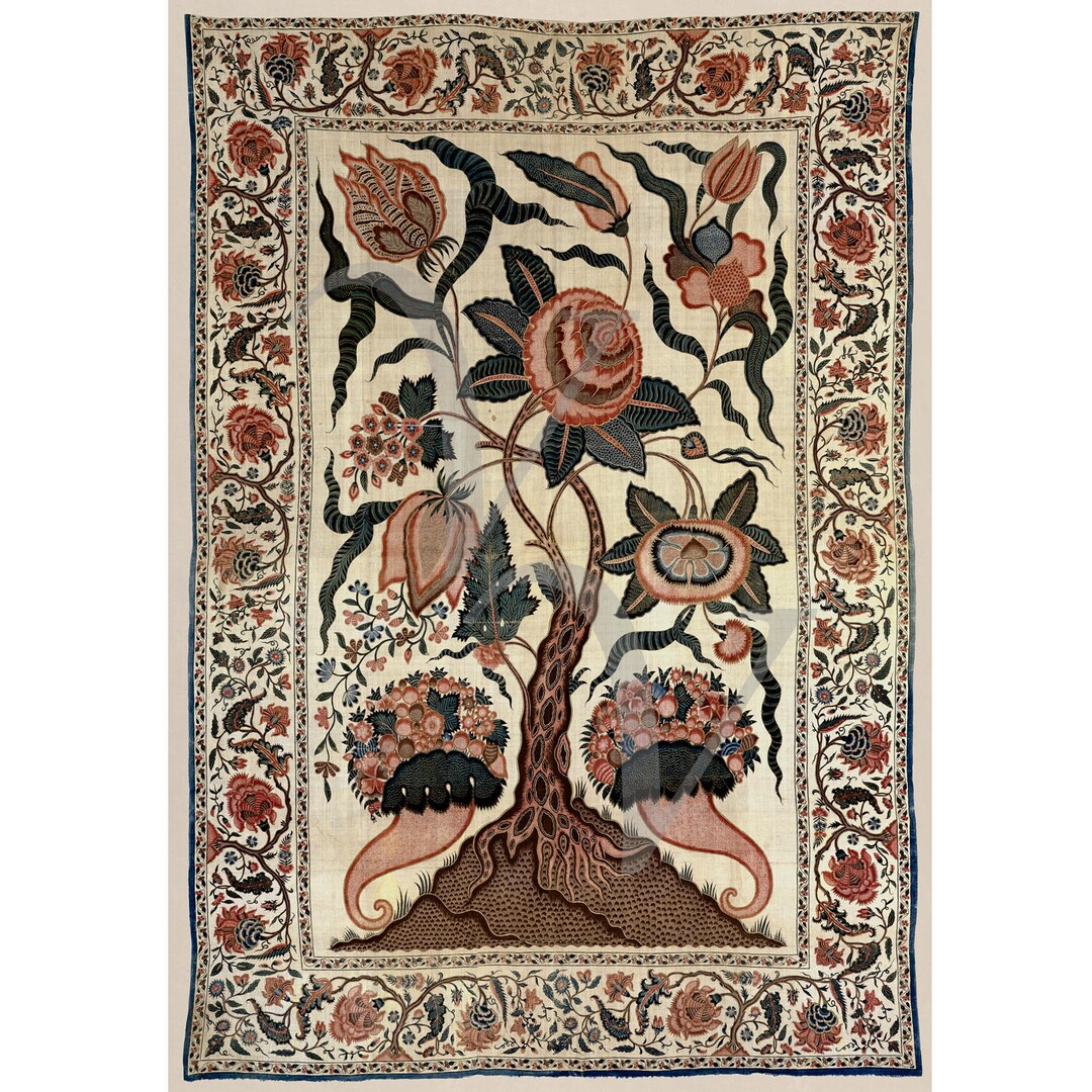Indian Floral Tree Print, India, Antique Artwork, Textile Design ...