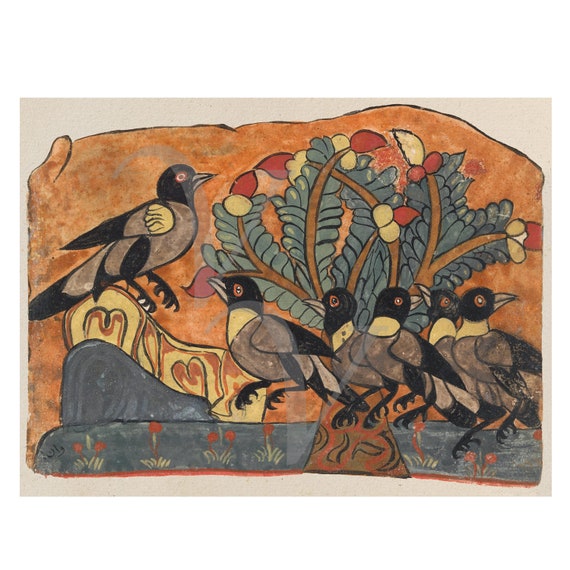 King of the Crows Painting Art Print Antique Arabic Artwork | Etsy