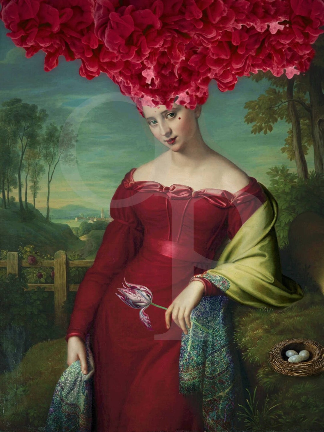Woman in Red Art Print, Scarlet Tempest, Original Collage, Vintage ...
