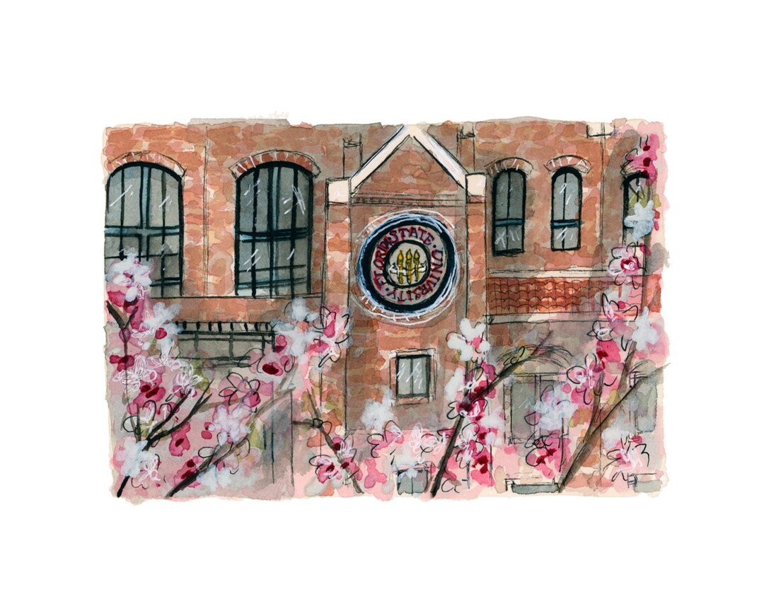 Florida State University Stadium With Flowers / FSU Art Print / Florida ...