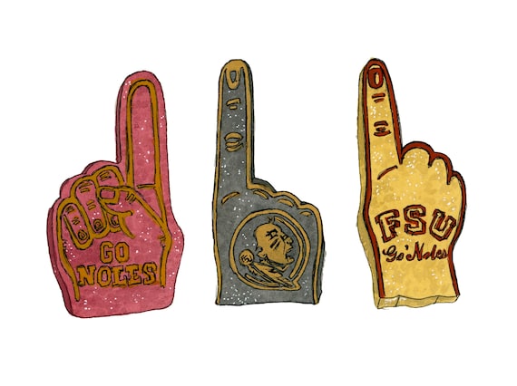 Florida State University Foam Finger Art Print / FSU Art Print - Etsy