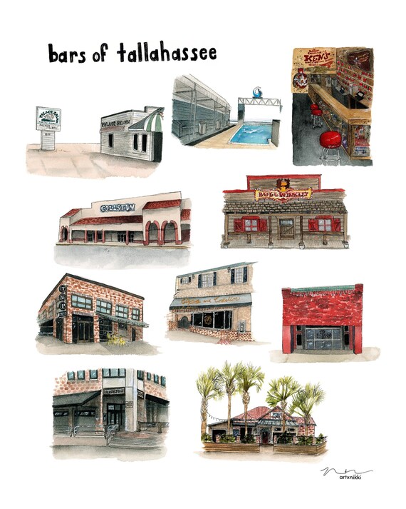 Florida State University Bars of Tallahassee Print / FSU Bar | Etsy
