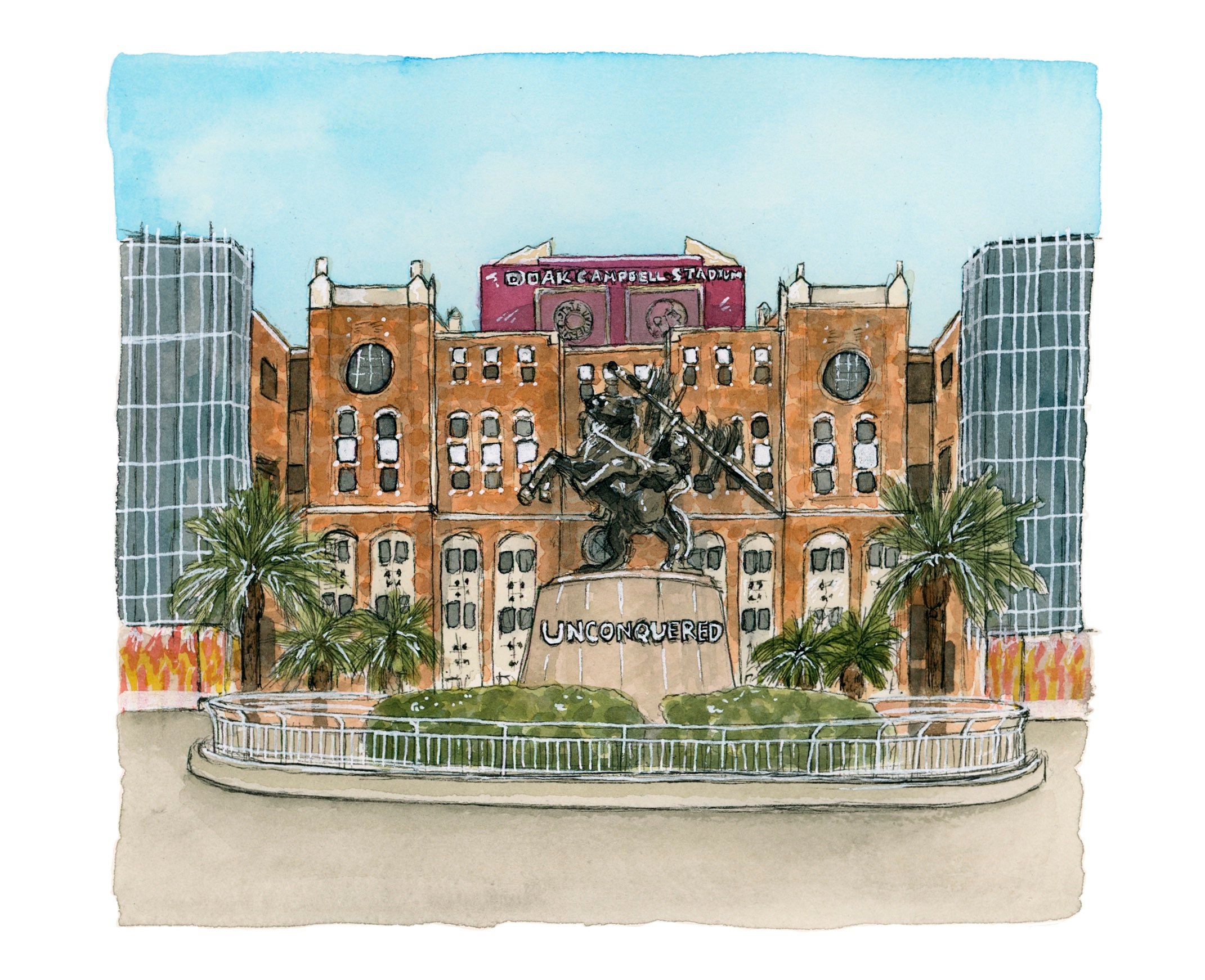 Florida State University Unconquered Statue / FSU Art Print / Florida ...
