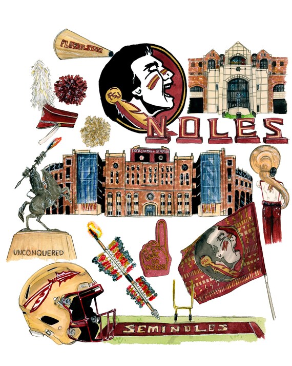 Florida State University Gameday Print / FSU Art Print / | Etsy