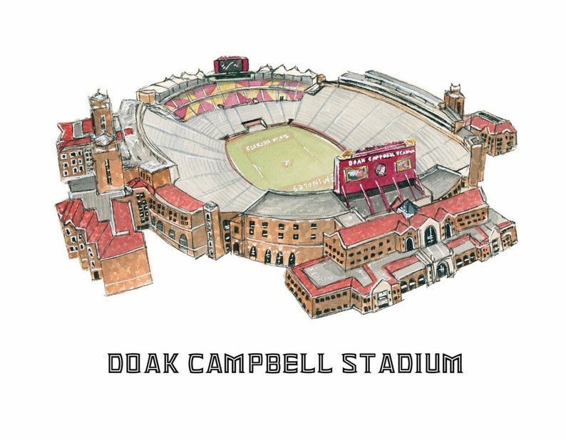 Florida State University Football Stadium Print / FSU Art Print ...