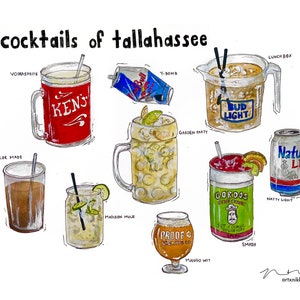 Florida State University Cocktails of Tallahassee Print / FSU - Etsy