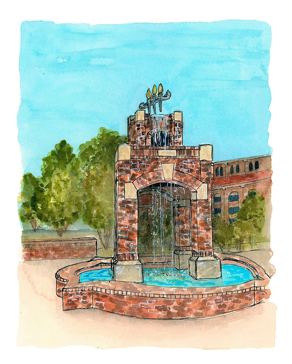 Florida State University Heritage Tower Fountain / FSU Art - Etsy