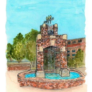 Florida State University Heritage Tower Fountain / FSU Art Print ...