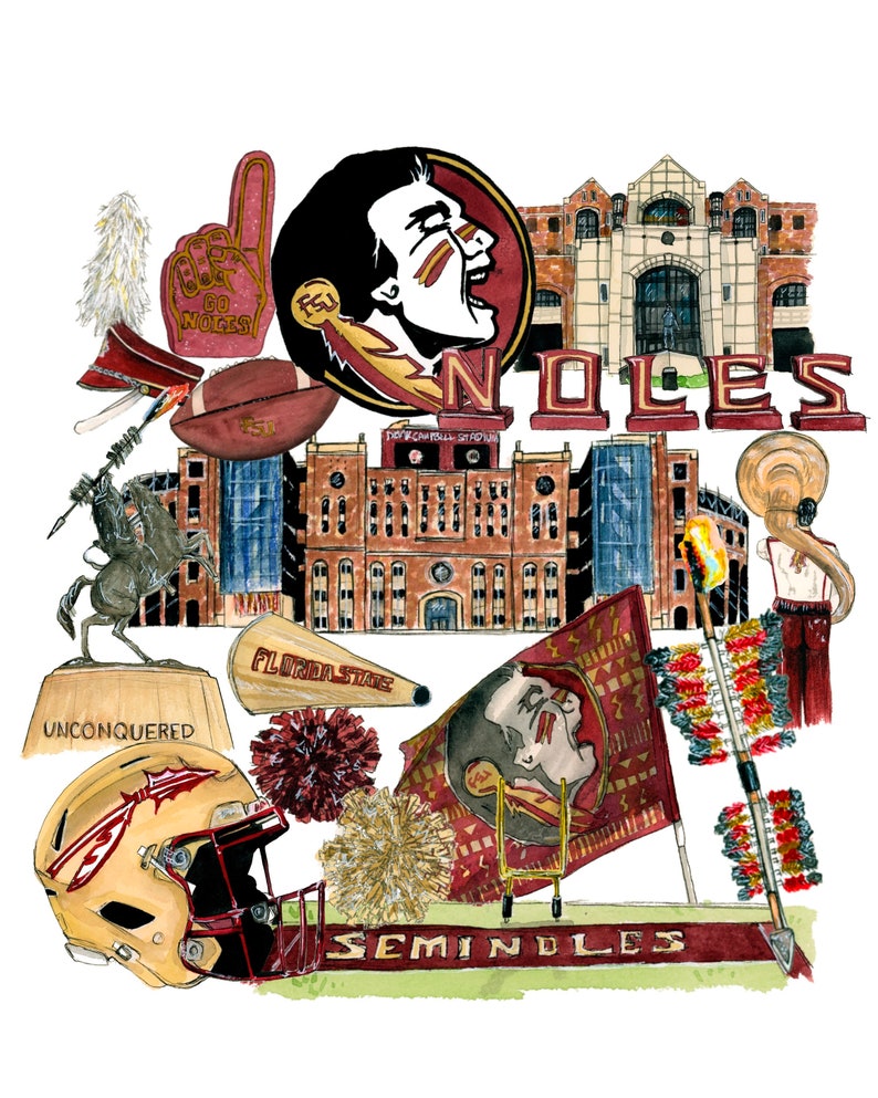Florida State University Gameday Print / FSU Art Print / Florida State ...