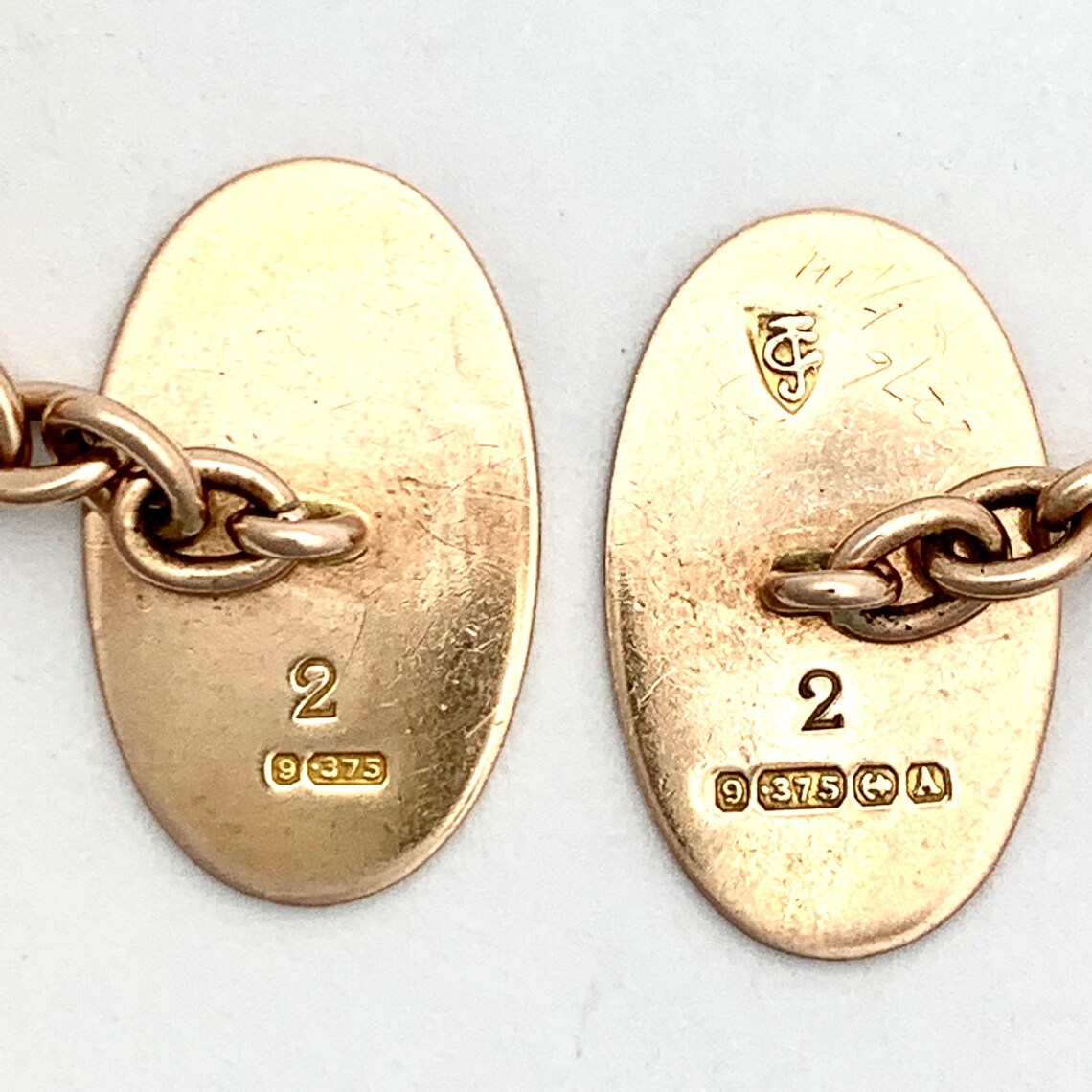 Vintage 1925 Solid 9CT Rose Gold Engine Turned Oval Cufflinks - Etsy