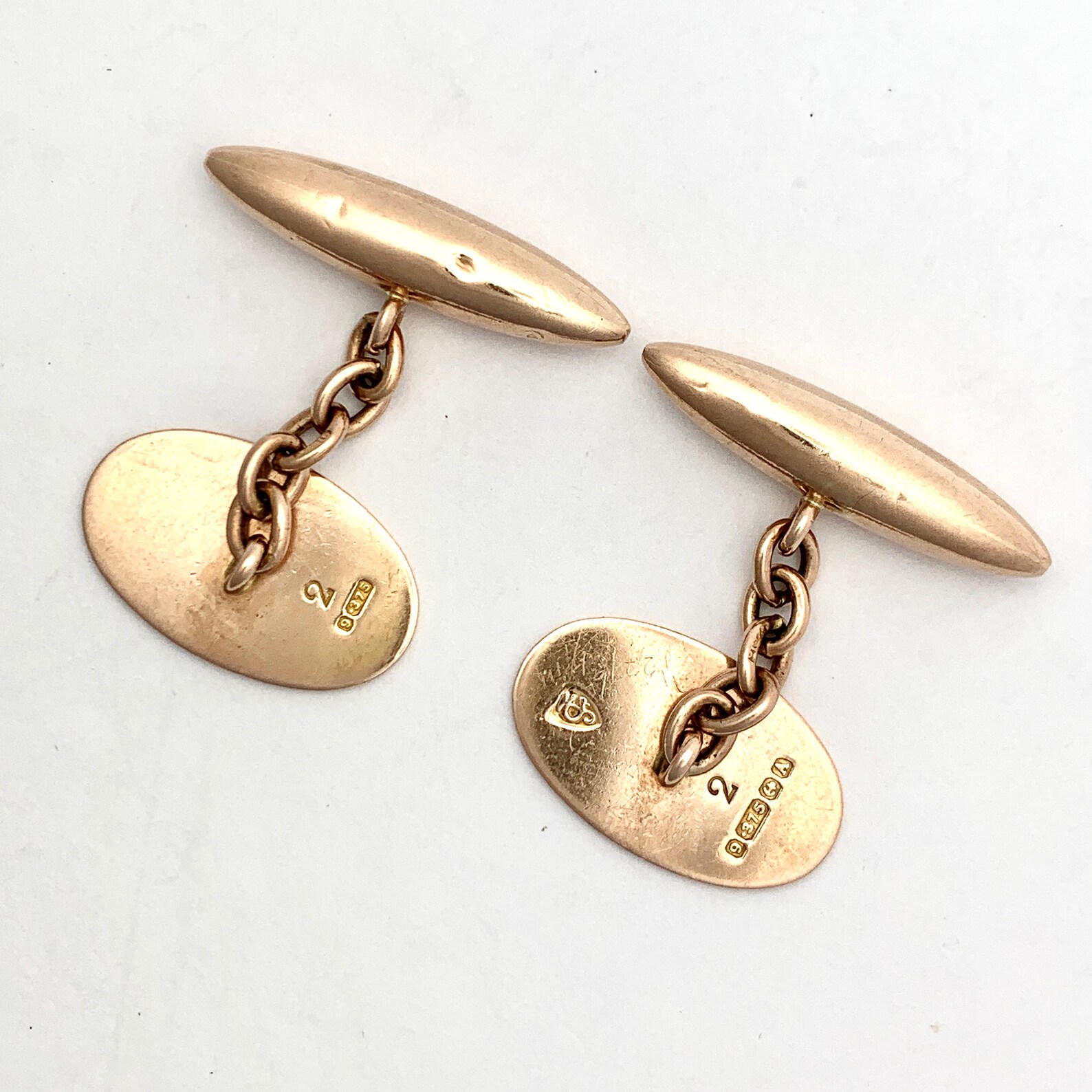 Vintage 1925 Solid 9CT Rose Gold Engine Turned Oval Cufflinks - Etsy