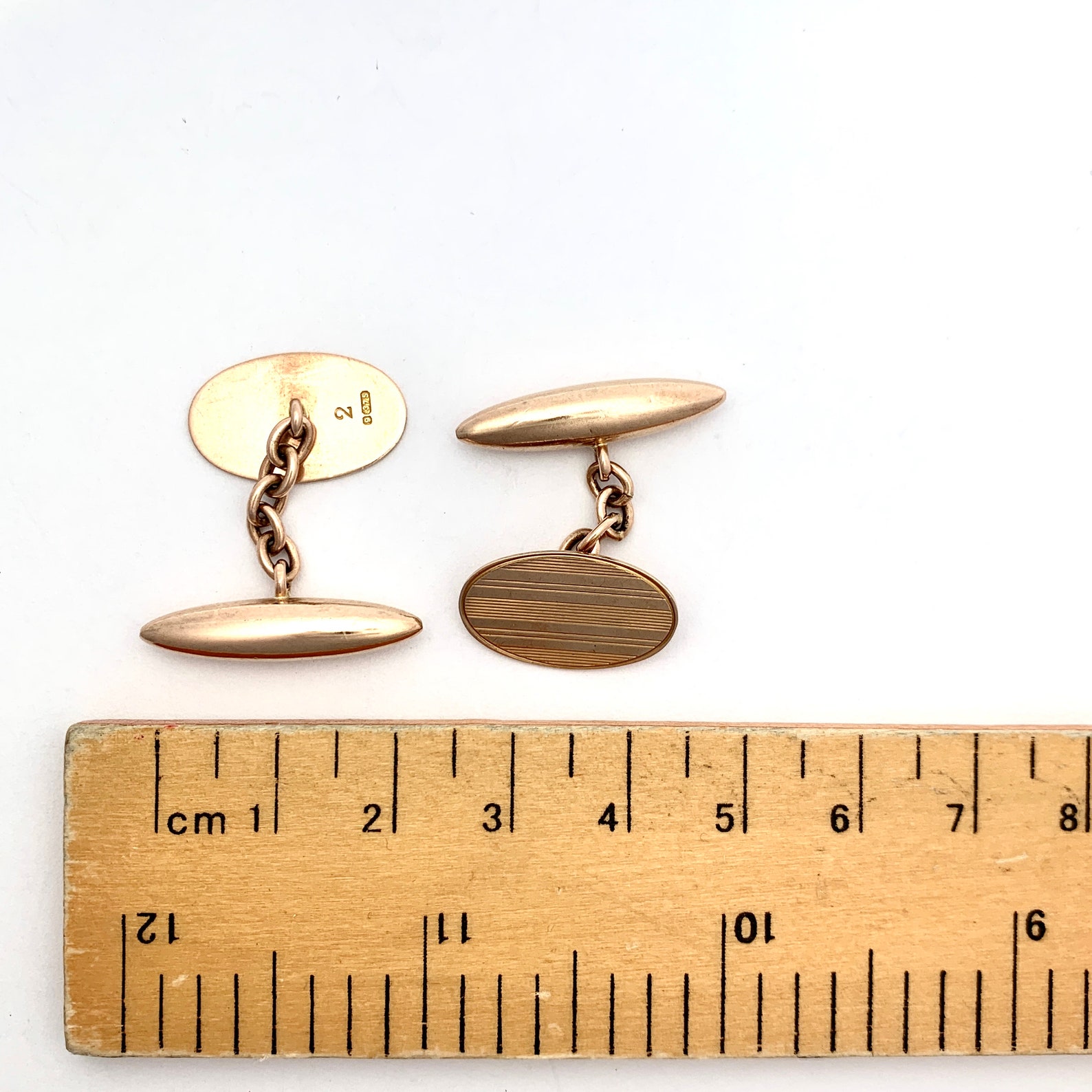 Vintage 1925 Solid 9CT Rose Gold Engine Turned Oval Cufflinks - Etsy