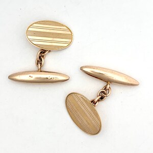 Vintage 1925 Solid 9CT Rose Gold Engine Turned Oval Cufflinks - Etsy