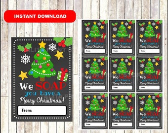 Printable Hand Soap Gift Tags We WASH You Merry Christmas & - Etsy