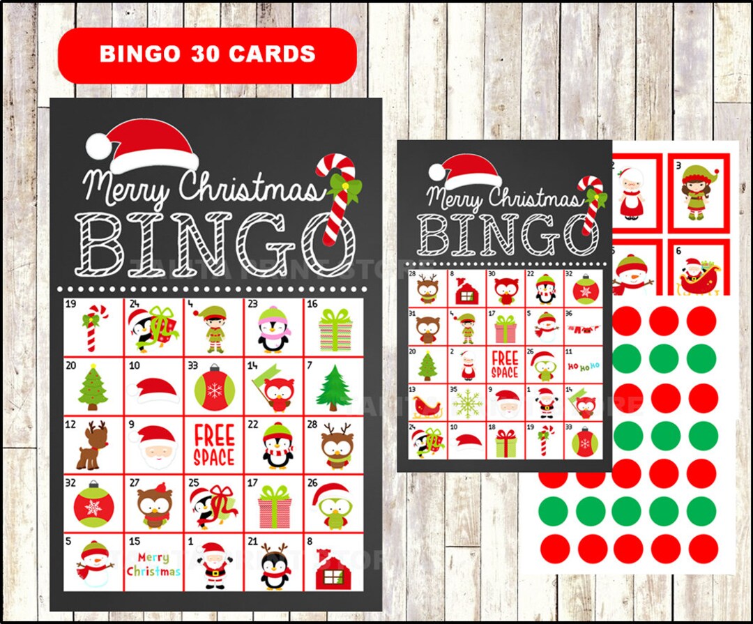 Christmas Bingo Game! 30 Game Cards Plus Calling Cards. Christmas ...
