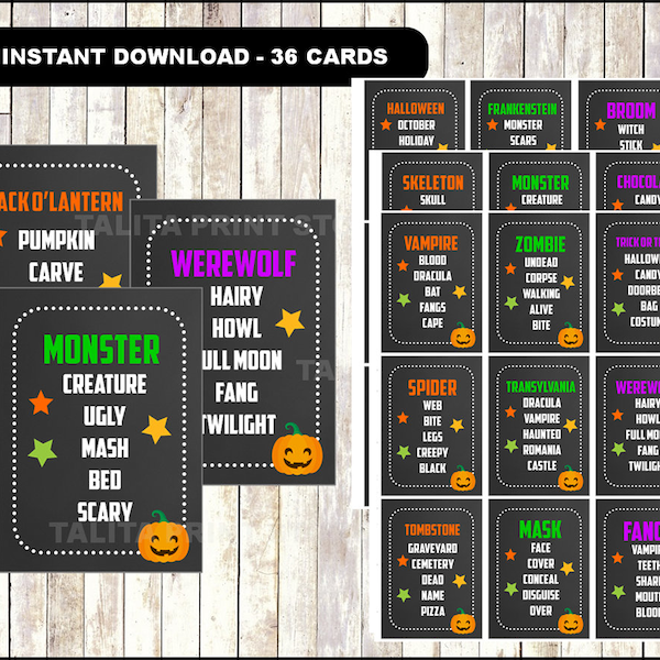 Halloween Taboo Games - Etsy