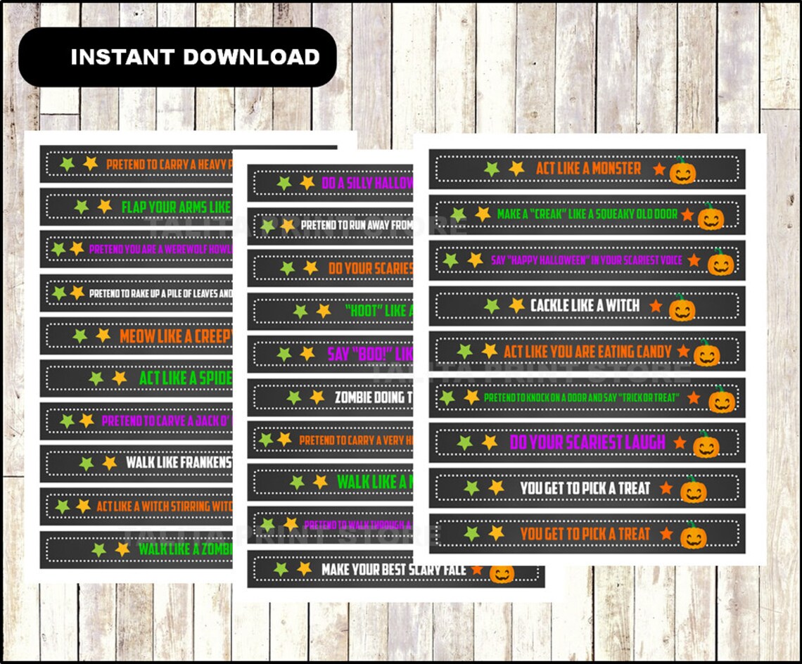 Halloween Charades Party Game Printable PDF Chalkboard - Etsy