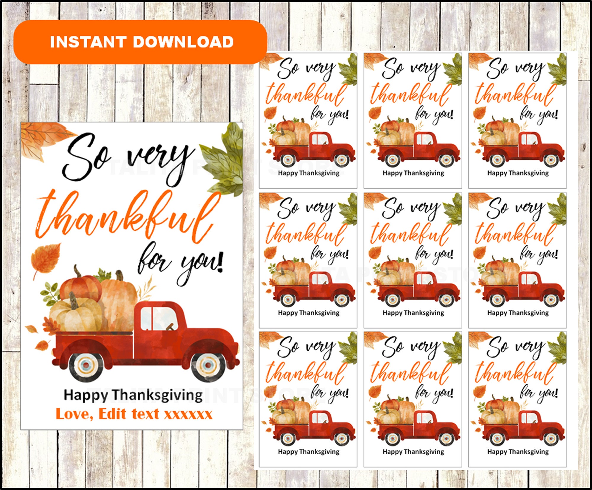 So Very Thankful for You Printable Thanksgiving Tags | Etsy