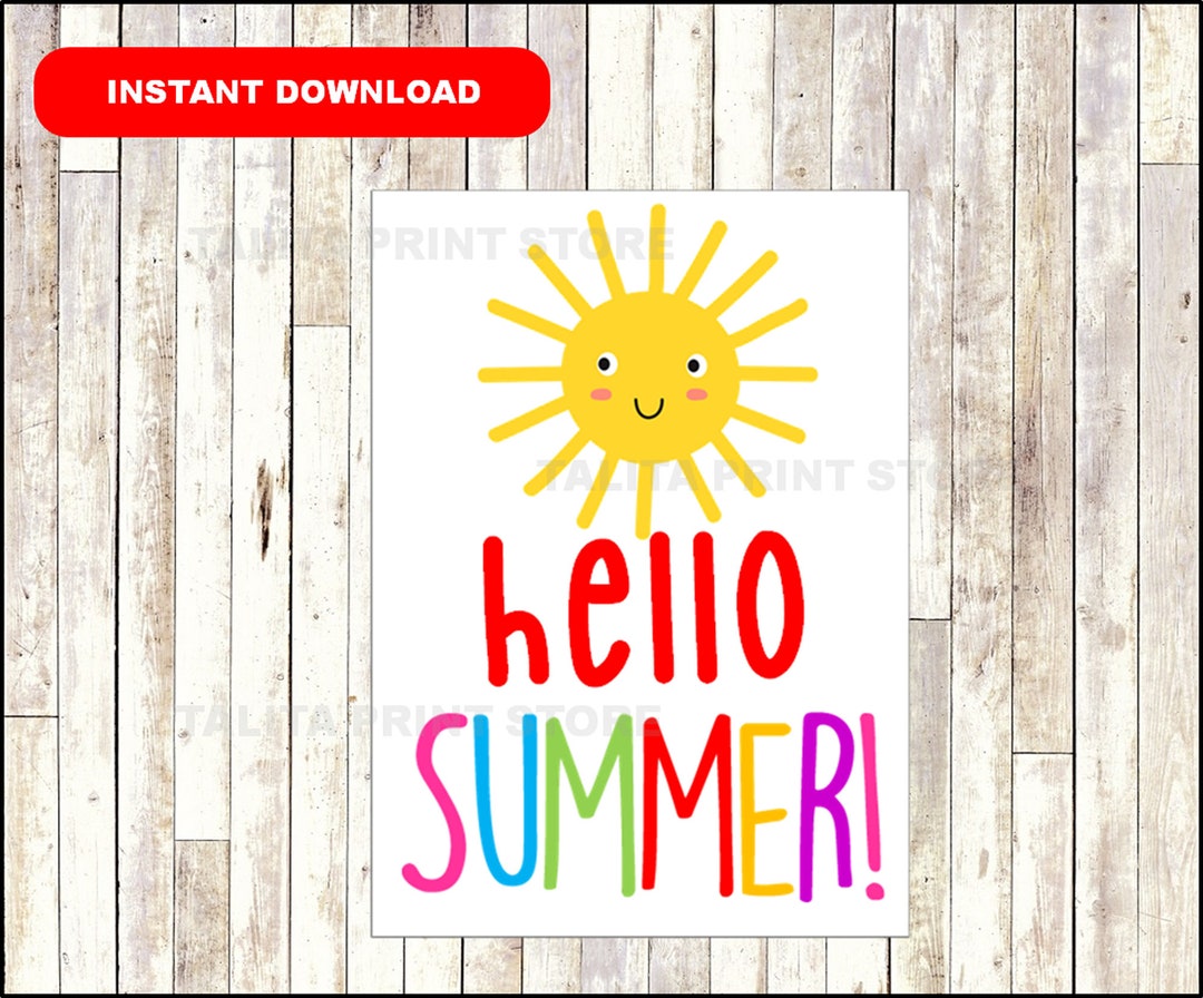 Printable Hello Summer Gift Tags, Summer Sun, End of Year Tag, Teacher ...