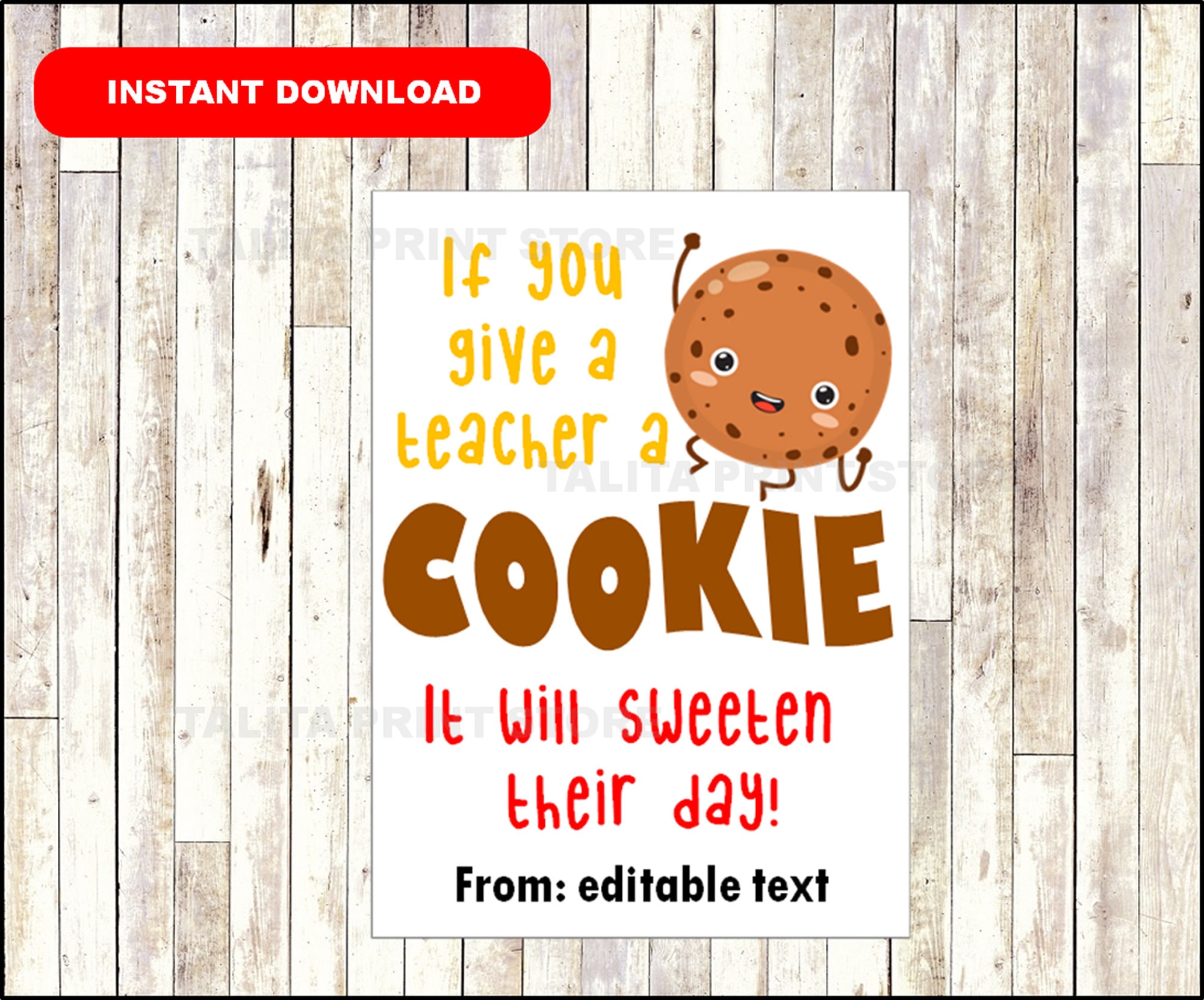 If You Give a Teacher a Cookie Teacher Appreciation Tags, Back to ...