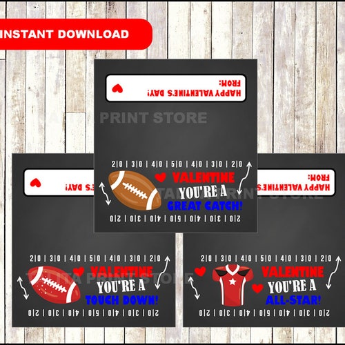 Football Printable Treat Topper Valentine's Day Boy - Etsy
