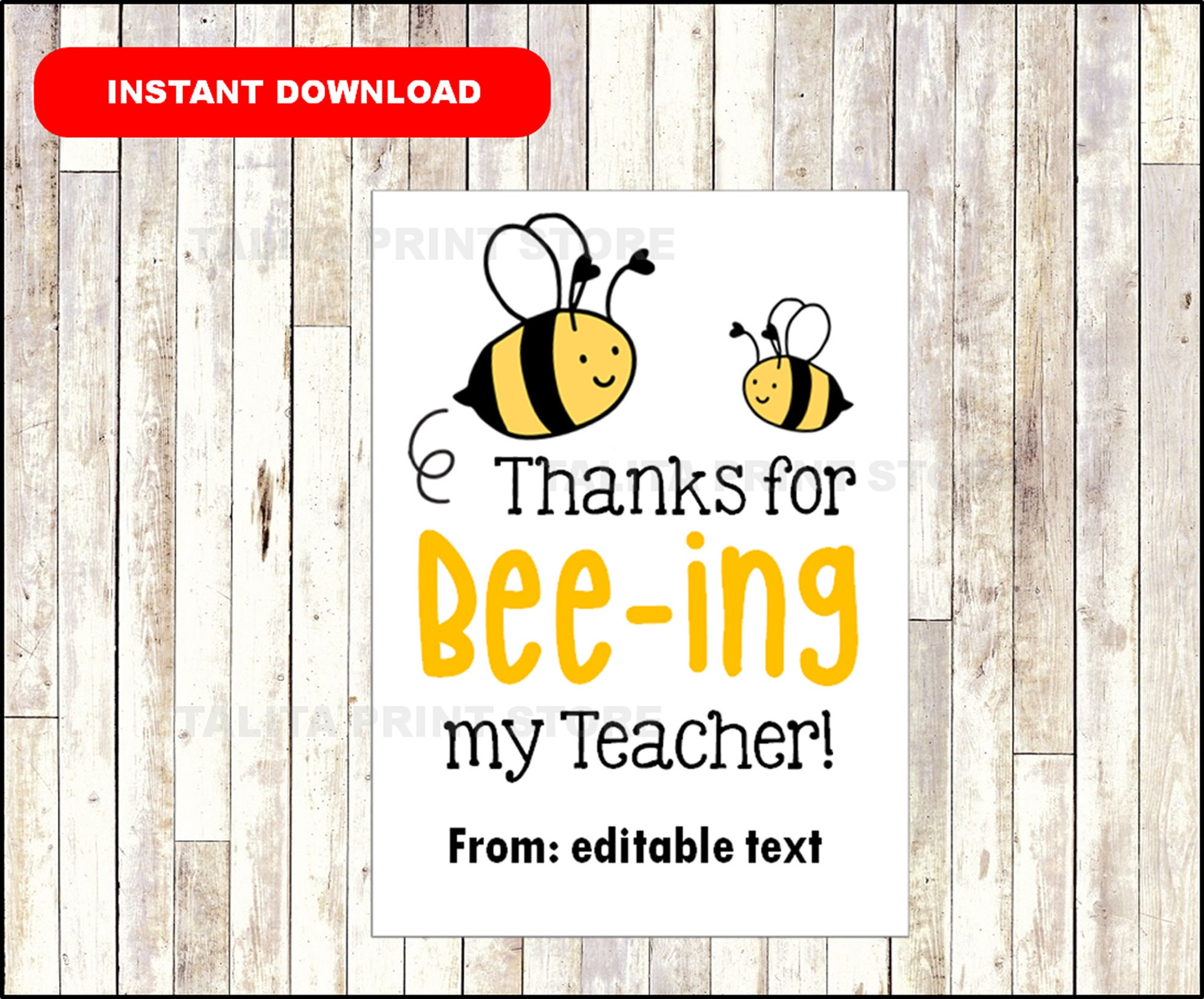 EDITABLE Bee Teacher Appreciation Tags beeing my teacher bee | Etsy
