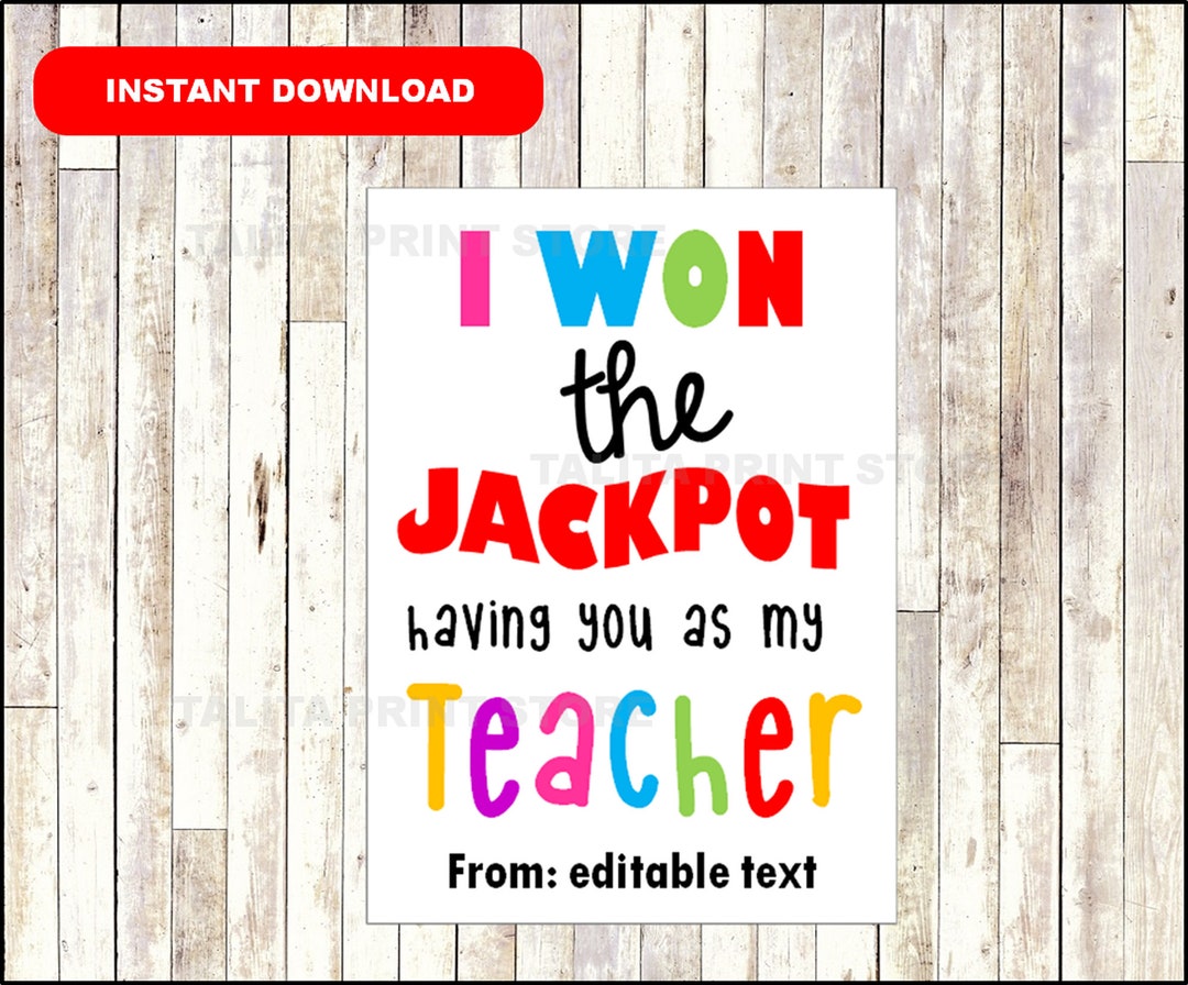 EDITABLE Jackpot Teacher Tags, Lottery Teacher Appreciation, Teachers ...
