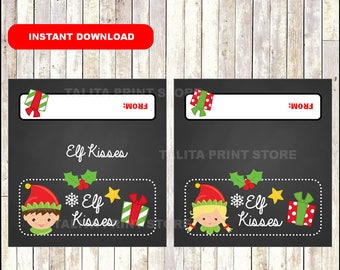 Elf Kisses Treat Bag Topper DIY Printable - Etsy