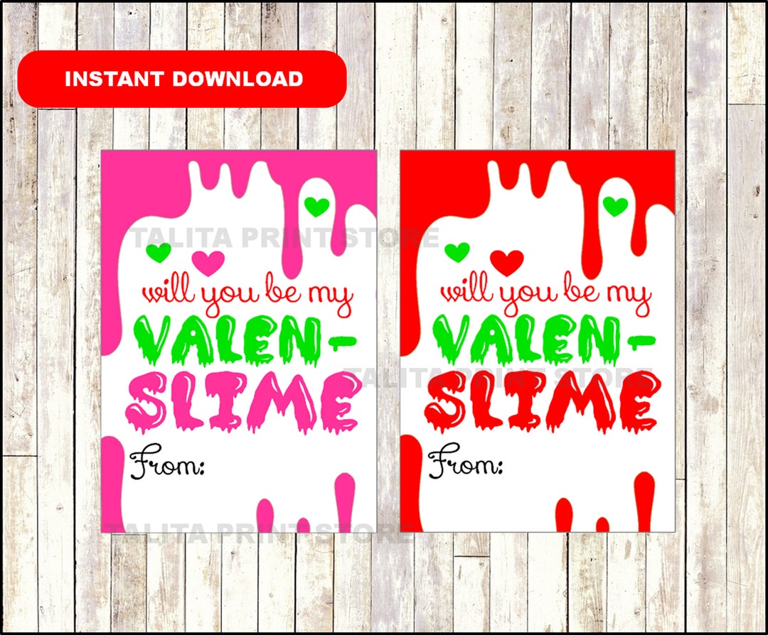 Slime Valentine's Day Printable Tag Non Food Valentine Valentine Tags ...