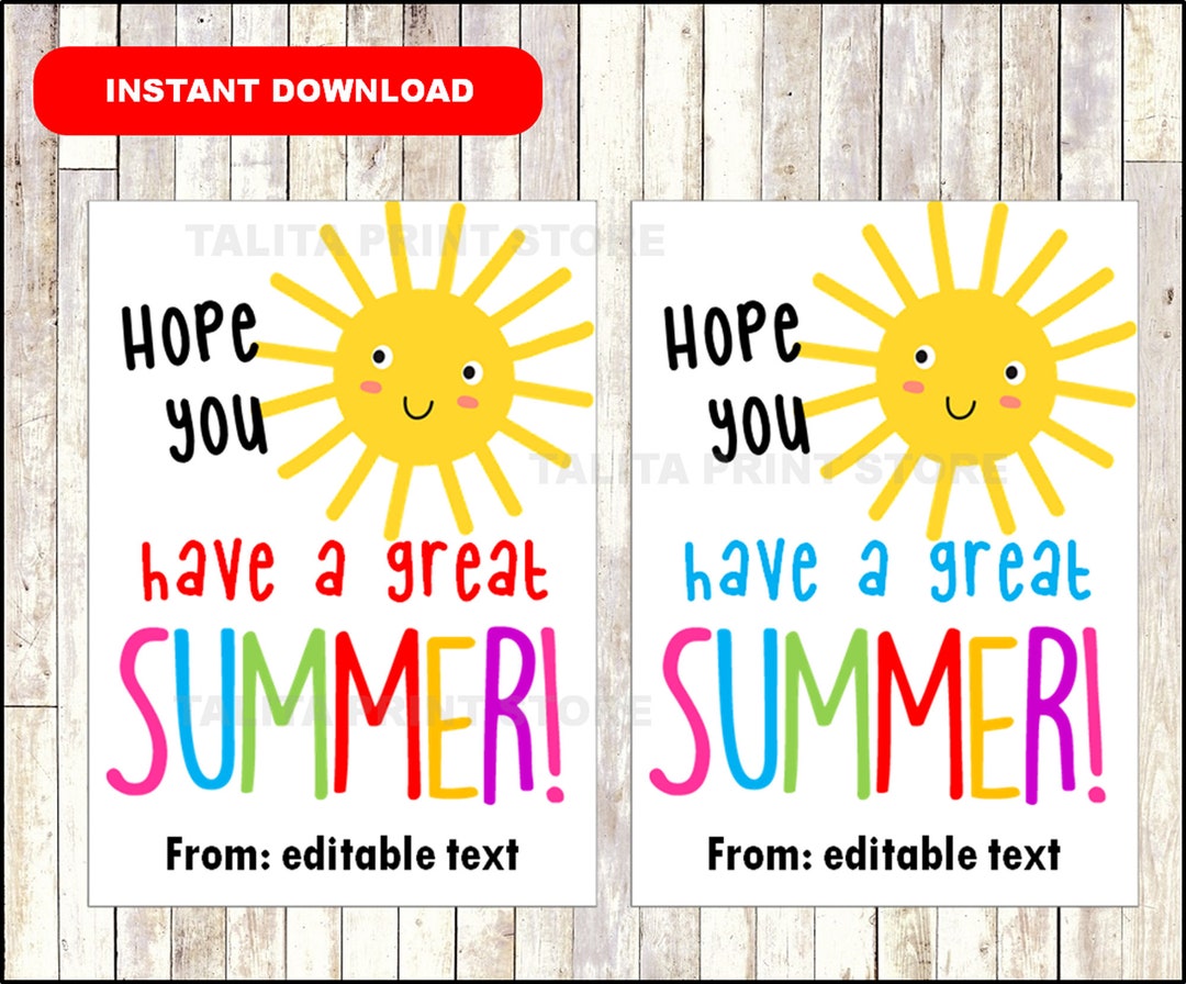 EDITABLE End of School Year Tags, End of School Gift Tags, Printable ...