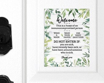 Immune Compromised Door Sign - Etsy