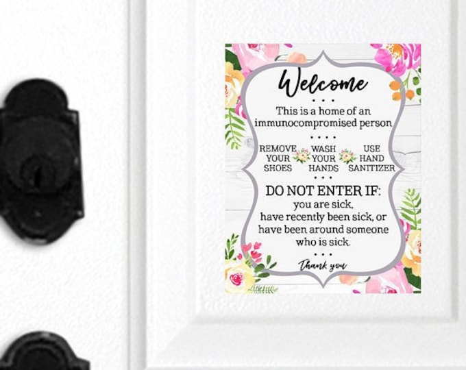 Immunocompromised Door Magnet, Wash Hands Sign, Remove Shoes, Medical ...