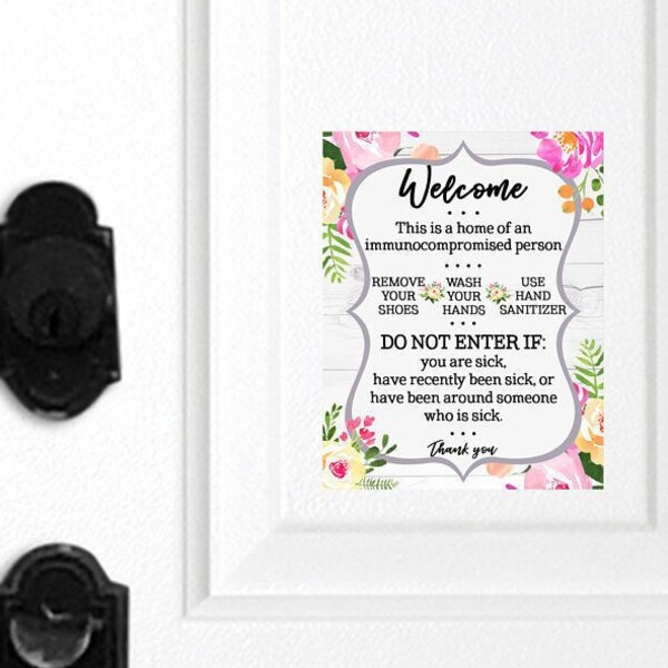Immunocompromised Door Sign - Etsy Canada