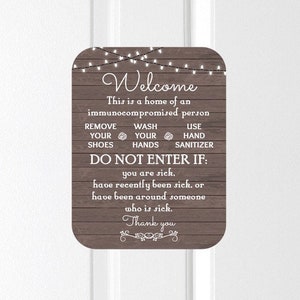 Immunocompromised Door Magnet, Sick Door Sign, Remove Shoes Door Magnet ...