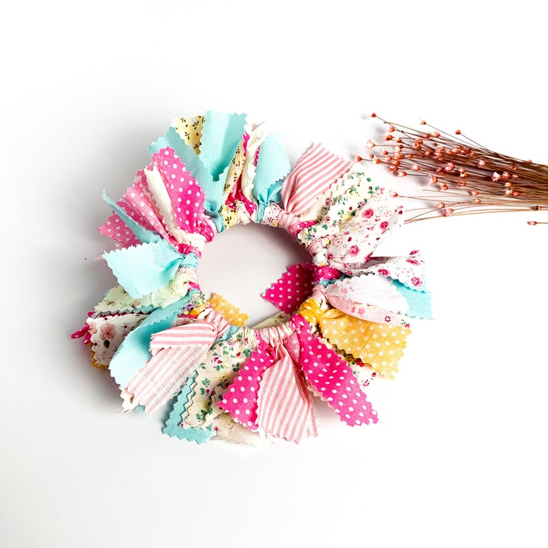 Mini Rag Wreath, Mini Wreath Farm House, Rag Wreath, Home Decoration ...
