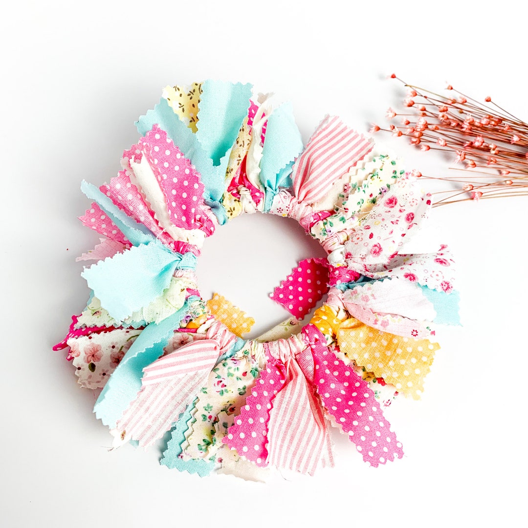 Mini Rag Wreath, Mini Wreath Farm House, Rag Wreath, Home Decoration ...
