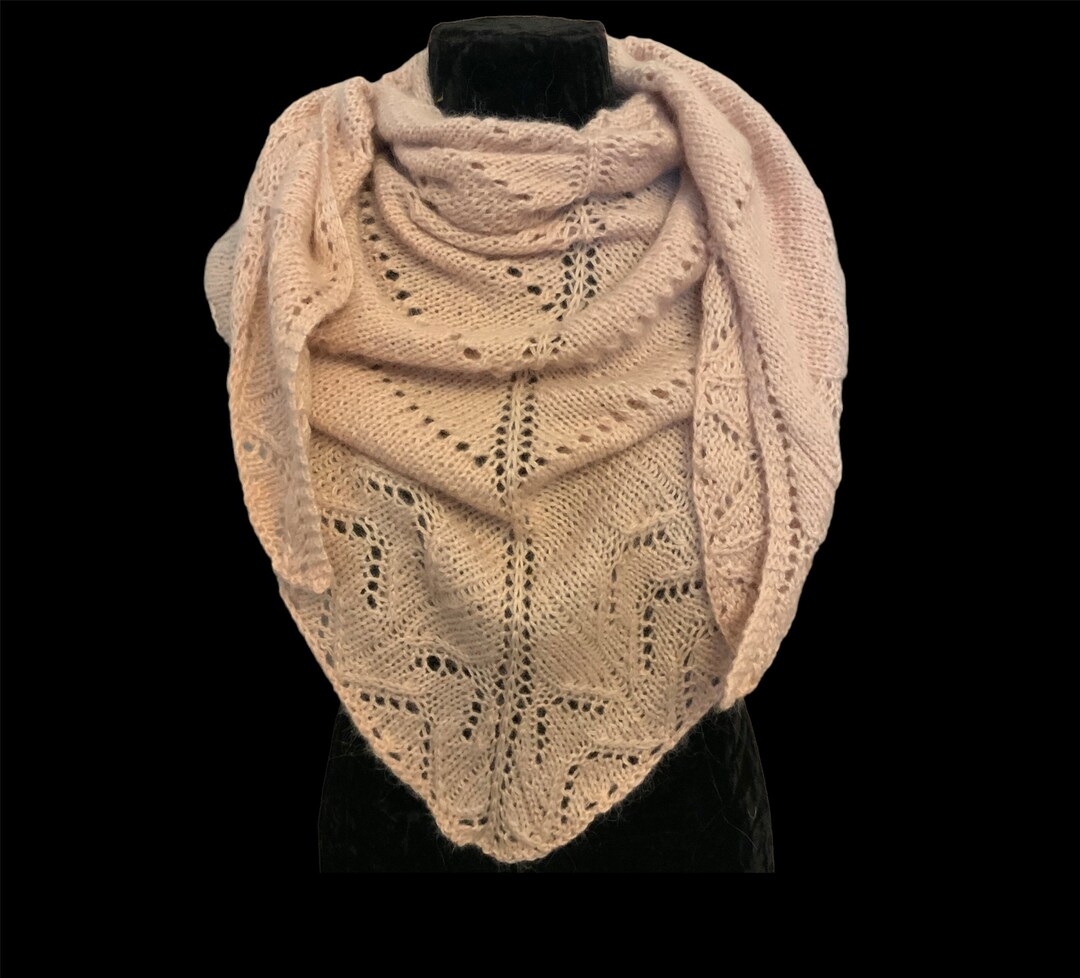 Lightweight Wool Pink Knitted Shawl Triangle Knitted Rose Shawl With ...