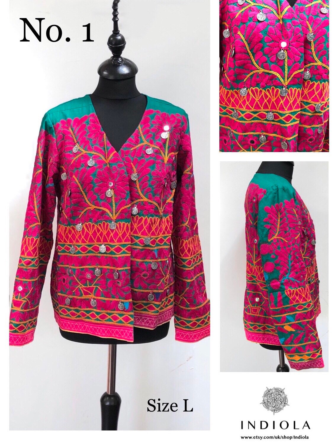 Vintage Indian Kutch Banjara Colourful Embroidered Embellished Coin ...