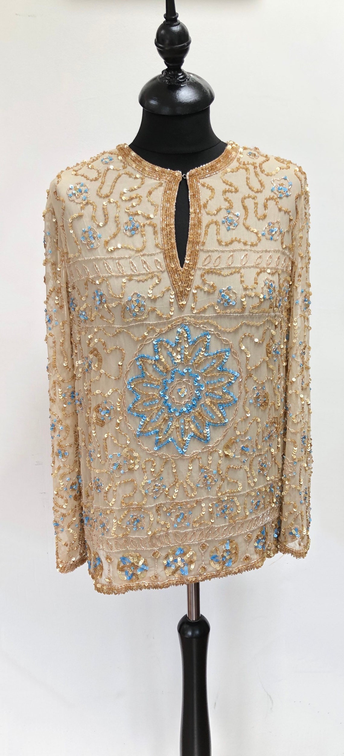 Vintage Heavily Hand Embellished Sequinned Beaded Cream 100% - Etsy UK